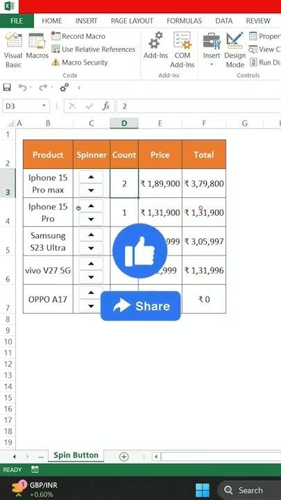 Spin Button In Ms Excel Exceltrick Spinbutton Msexcel