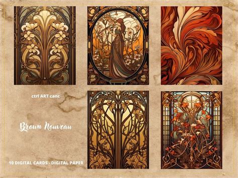 Art Nouveau Digital Paper Art Nouveau Printable Scrapbook Paper For
