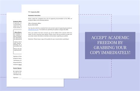 Education Petition For Exception To Academic Policy Form Template In