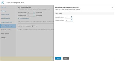 step 7 specify rates for microsoft 365 services veeam service provider console guide