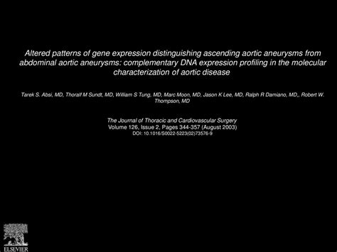 Altered Patterns Of Gene Expression Distinguishing Ascending Aortic Aneurysms From Abdominal