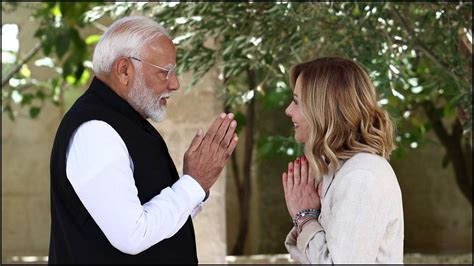 G7 Summit 2024 Italys Giorgia Meloni Greets Pm Modi With Namaste