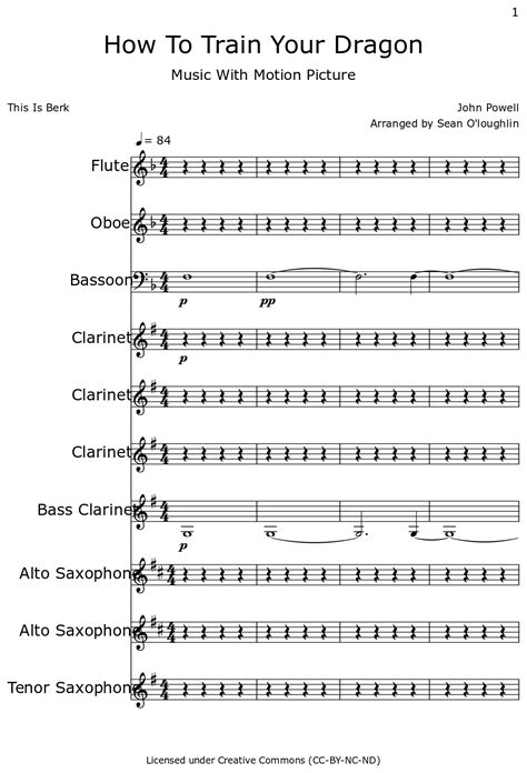 How To Train Your Dragon Sheet Music For Flute Oboe Bassoon