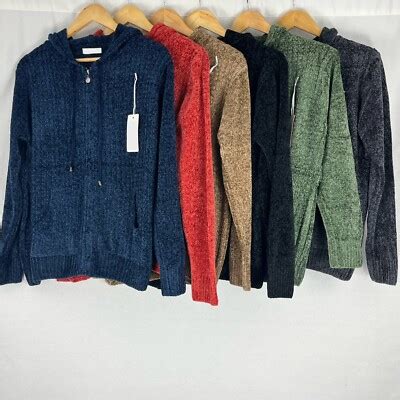 New Womens Soft Chenille Zip Up Hoodie Ladies Pullover Jumper Sweater