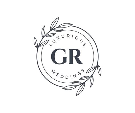 Gr Initials Letter Wedding Monogram Logos Template Hand Drawn Modern