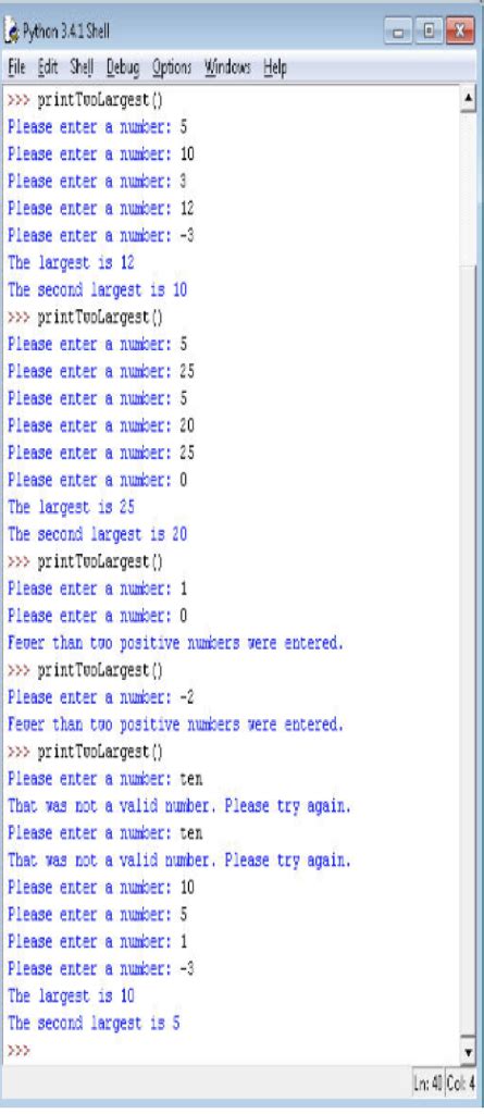 Solved In Pythonimplement The Function Printtwolargest