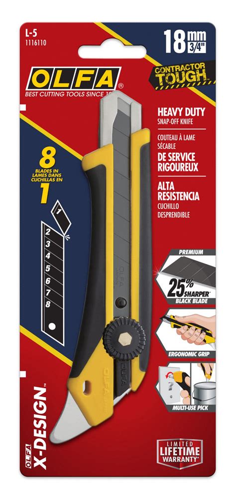 Olfa Utility Knife 6 12 In Overall Lg Rubberized 8 Segments 0