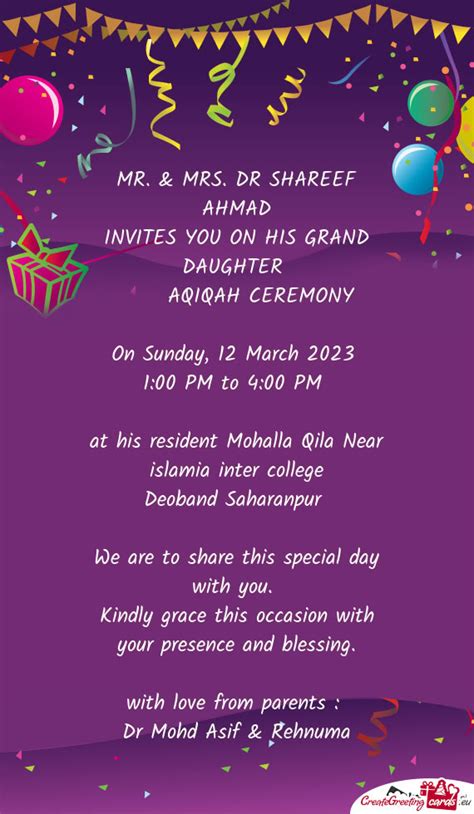 Mr And Mrs Dr Shareef Ahmad Free Cards