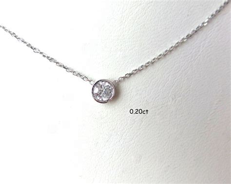 Diamond Necklace 14k White Gold Diamond Solitaire Bezel Necklace 0