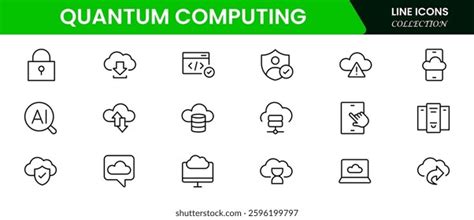 quantum computing icons set style icons stock vector royalty free