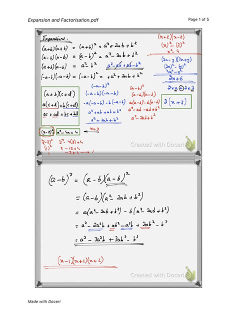Expansion And Factorisation Pdf