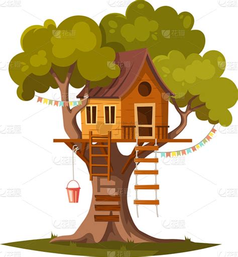 树屋小山羊可爱的周末活动家庭景观设计大桶玩具屋公园植物