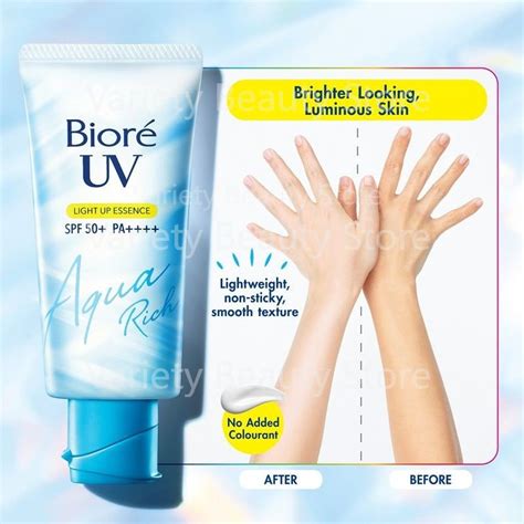 Jual Biore Uv Aqua Rich Sunscreen Glowing Natural Light Up Essence Spf