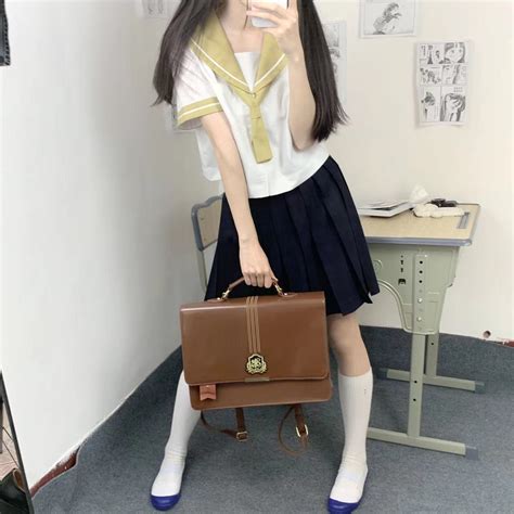 现货小夏岛特殊黄色关东襟白身水手服原创jk制服短袖夏服虎窝淘
