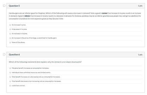 Solved Di Question 5 Hamburgers Are An Inferior Good For