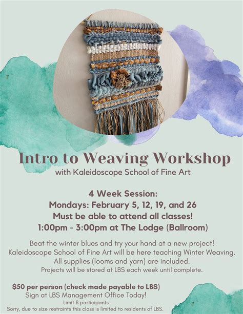 Intro To Weaving Flyer Lake Barrington Shores