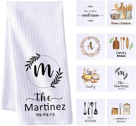 Personalized Waffle Weave Kitchen Towels 16x24 Monogrammed Towels