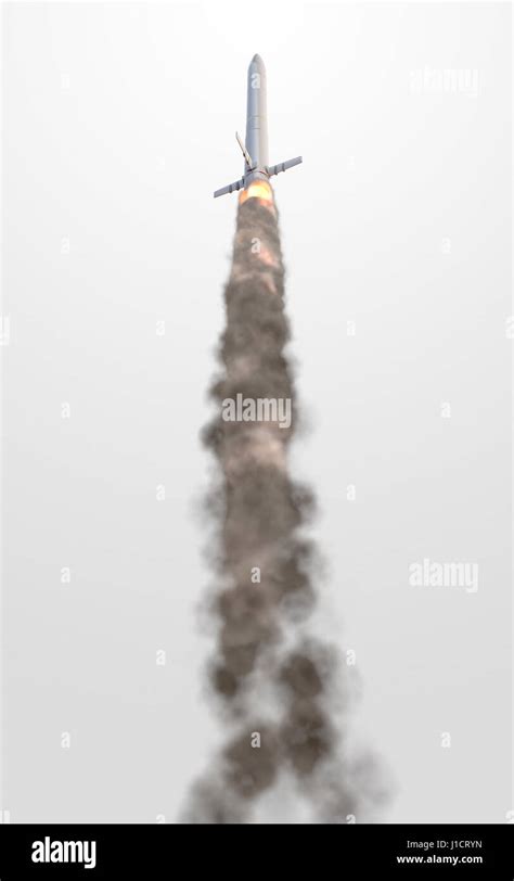 An Intercontinental Ballistic Missile Launching Leaving A Burning Smoke