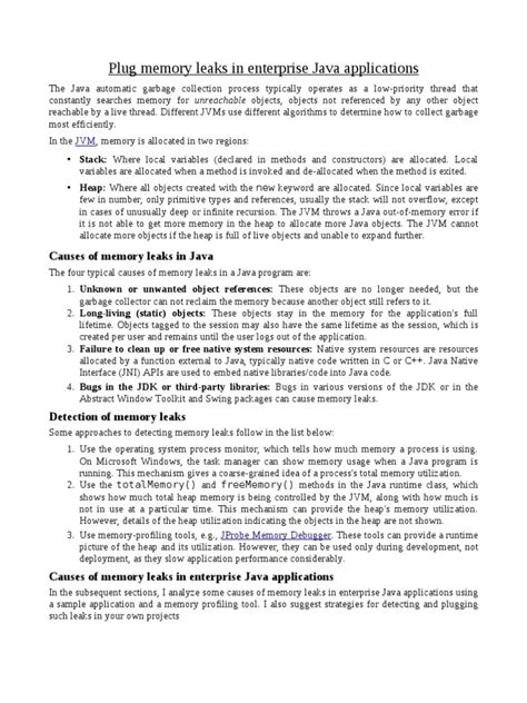 memory leaks pdf java programming language class computer programming