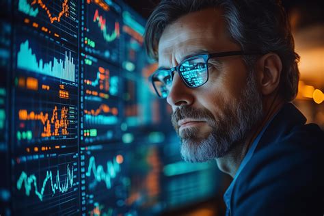 Financial Analyst Examining Stock Market Data Charts And Graphs For