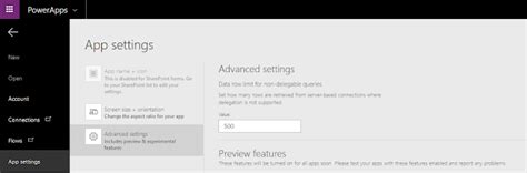 PowerApps Delegation Warning