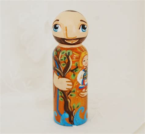 St Christopher Toy Catholic Wooden Saint Doll Made To Order Etsy