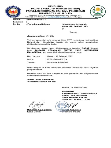 Surat Hmj Se Fkip Uho Pdf