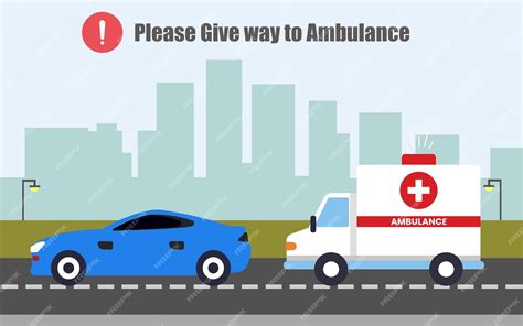 Premium Vector Cars On The Road Please Give A Way To Ambulance