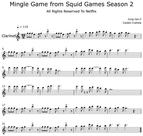 Mingle Game From Squid Games Season 2 Sheet Music For Clarinet