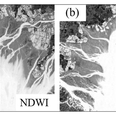 Comparison Of Calculation Results Of Ndwi And Mndwi A Ndwi Of Water