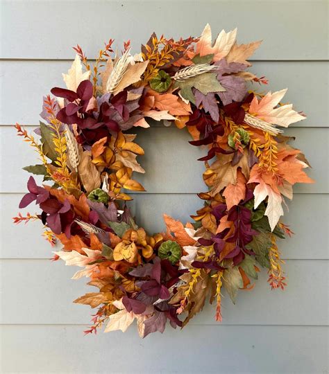 Autumn Wreath For Front Door Harvest Wreath Fall Wreaths