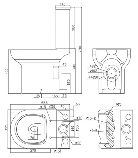 Metro Compact Toilet Brushed Brass Flush Hinges 555mm Projection
