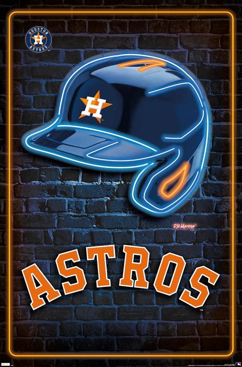 Mlb Houston Astros Neon Helmet 23 Wall Poster 22 375 X 34
