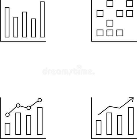 Bar Graph Line Icons Set Graph Line Bar Chart Diagram Report