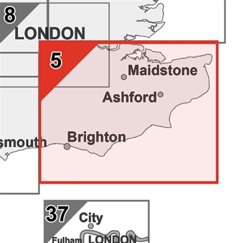 Wall Maps Kent And East Sussex Postcode Wall Map Sector Map 5