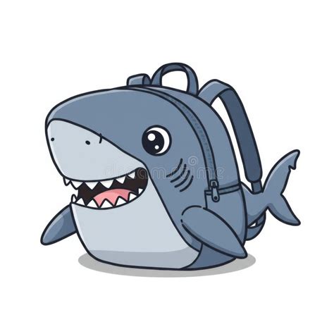 Cute Cartoon Shark Backpack Illustration Stock Illustration