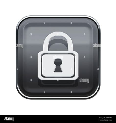Lock Icon Glossy Grey Isolated On White Background Stock Photo Alamy