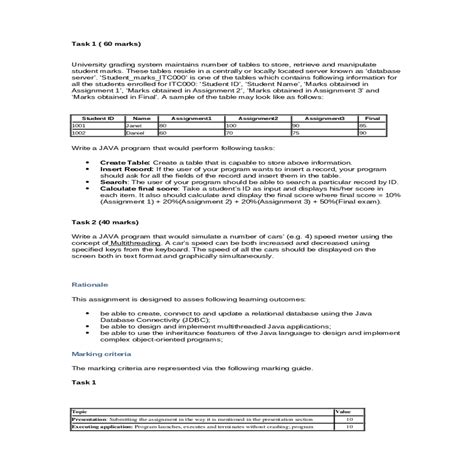 Task Marks Grading System Maintains Number Tables Store