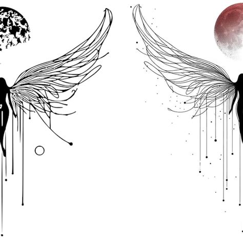 Angel Moon Tattoo Design Printable Template Instant Download Etsy