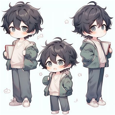 Premium Photo Colorful Male Chibi Kawaii Teacher Casual Clothes Muted Colors Pointe Creative