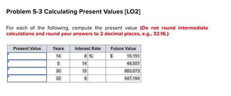 solved problem 5 3 calculating present values lo2] for each