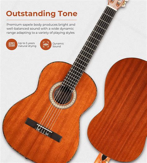 Vangoa Vc 2 Classical Guitar 44 39 Inch Full Size Nylon String Guita