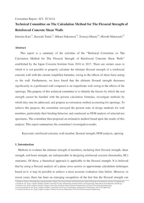 Pdf Technical Committee On The Calculation Method For The · Keywords Reinforced Concrete