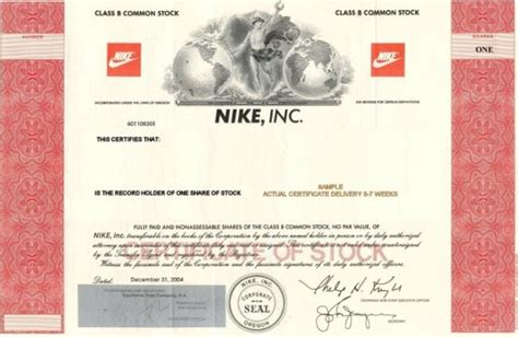 Shop Nike Stock Certificates Buy One Share Of Nike