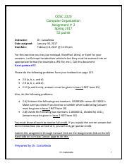 Assignment COSC Computer Organization Assignment Spring Points Instructor