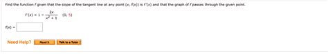 Solved Find The Function F Given That The Slope Of The