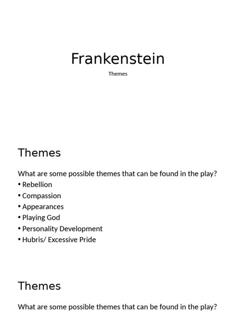 Frankenstein Themes Pdf
