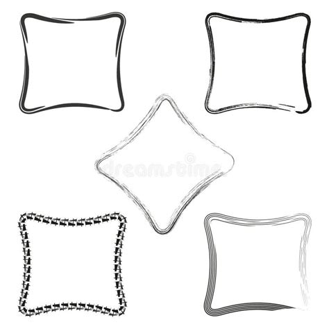 Distorted Frame Shapes Abstract Border Designs Black Thin Outline