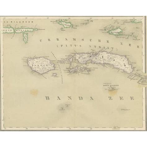Antique Map Of Ceram Ambon Banda Buru And Moluccas From Dornseiffen