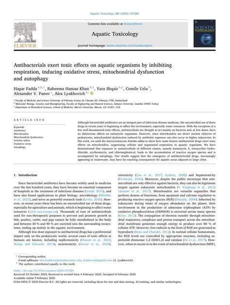 Aquatictoxicology Scientificresearch Antibiotics